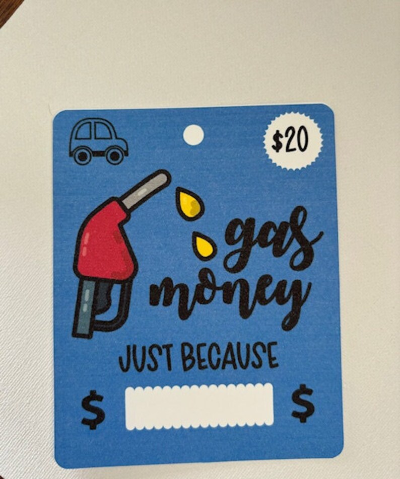 Gas Money Cards, Money Holding Cards, Gas Allowance, Money Holder, Gas ...