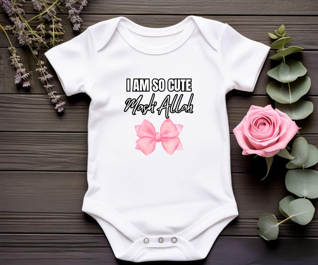 Baby Onesie " I Am so Cute Mashallah", Handmade Islamic Baby Body Suit ...