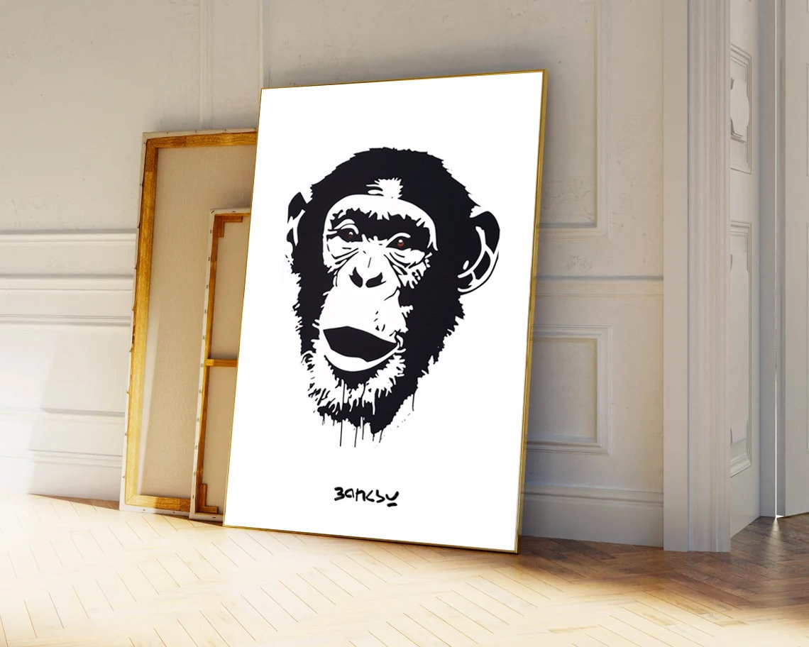 Set 3 Print Banksy Thinking Monkey, Banksy Wall Art, Framed Wall Decor, Graffiti Wall Art, Wall ...