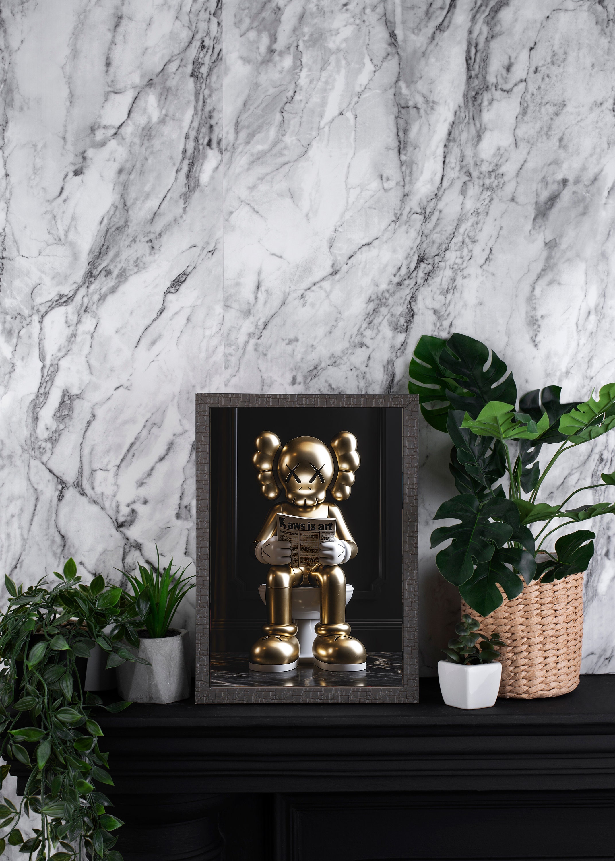 Kaws on the Toilet Gold, Hypebeast Single Poster,printable KAWS ...