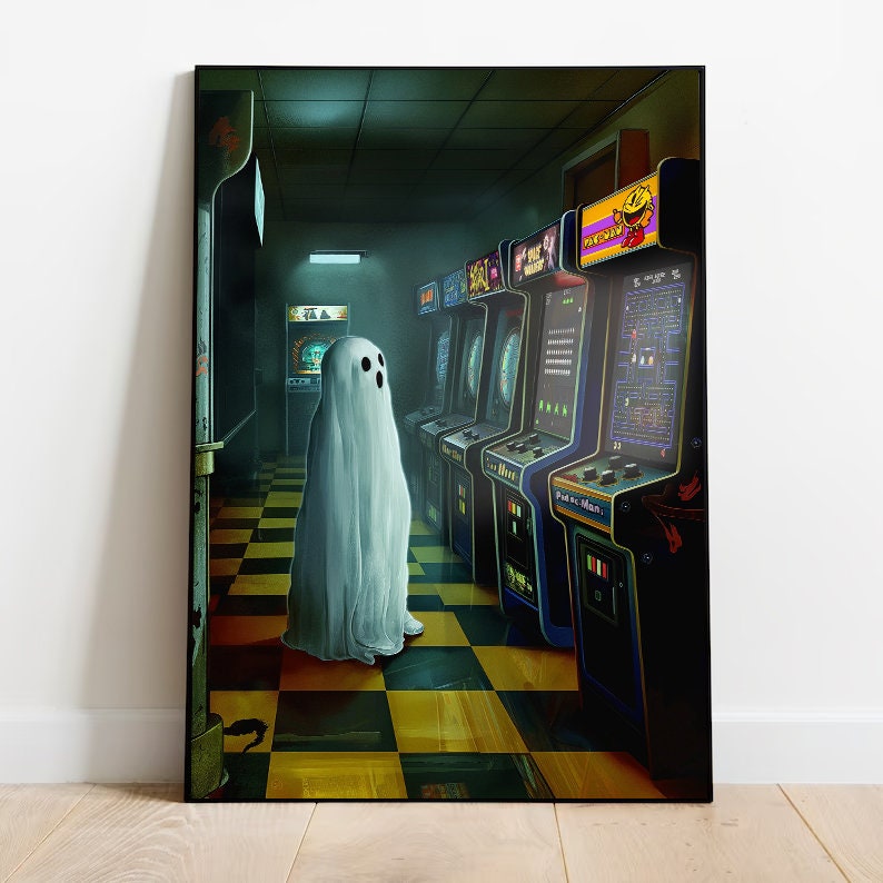 Ghost in an Abandoned Arcade PAC MAN, Nostalgia Poster, Art Poster ...