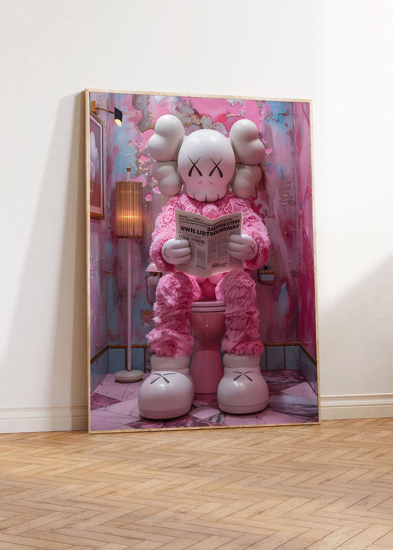 Kaws on the Toilet Pink, Hypebeast Single Poster,printable KAWS ...