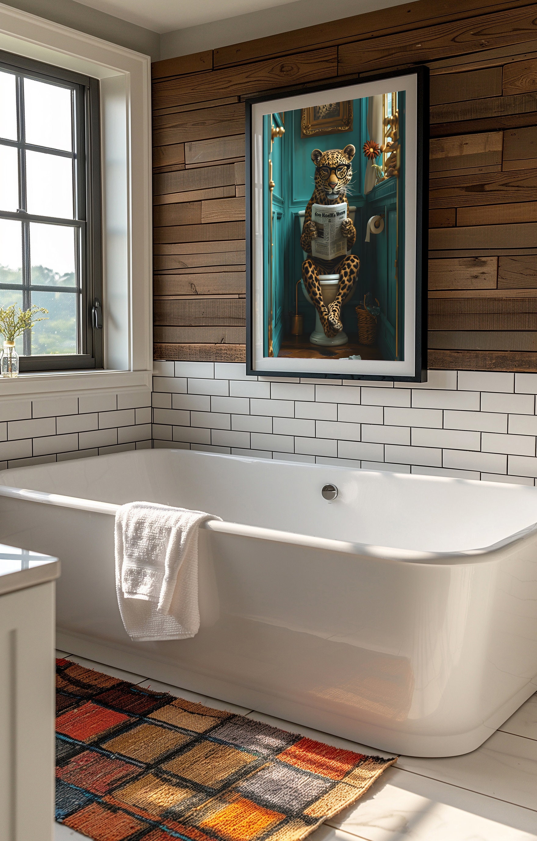 Leopard Print, Funny Bathroom Decor, Leopard in Toilet, Animal in ...