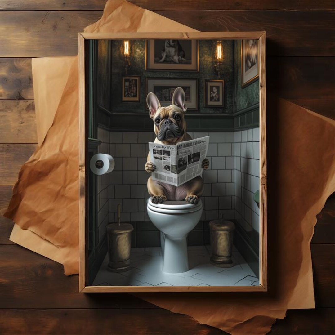 Pug Poster Bathroom Wall Decor Animal Bathroom Poster Pug Bathroom Art ...