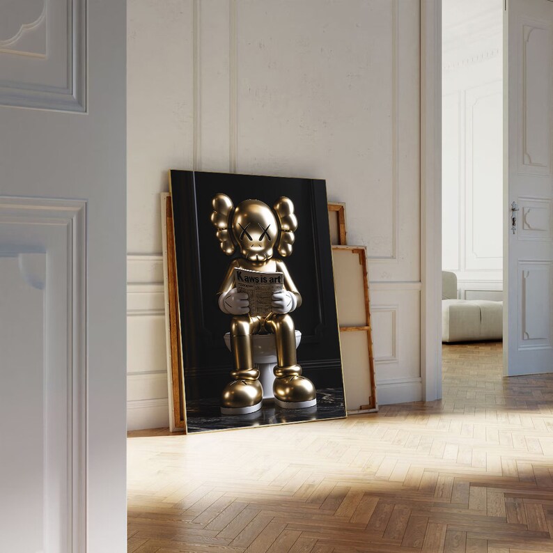 Kaws on the Toilet Gold, Hypebeast Single Poster,printable KAWS ...