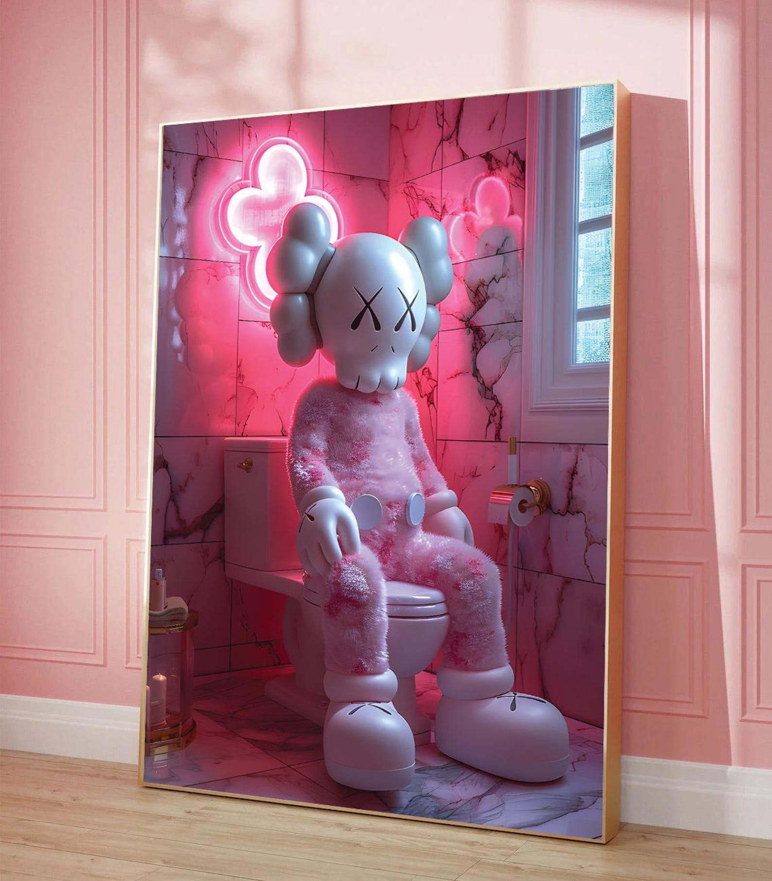 Kaws on the Toilet Pink, Hypebeast Single Poster,printable KAWS ...