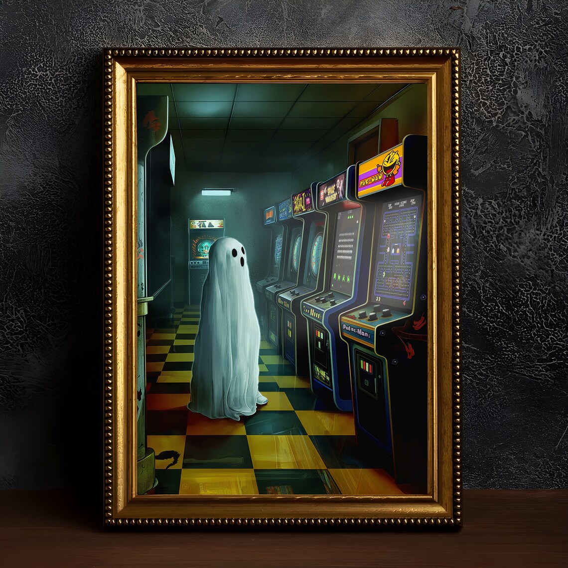 Ghost in an Abandoned Arcade PAC MAN, Nostalgia Poster, Art Poster ...