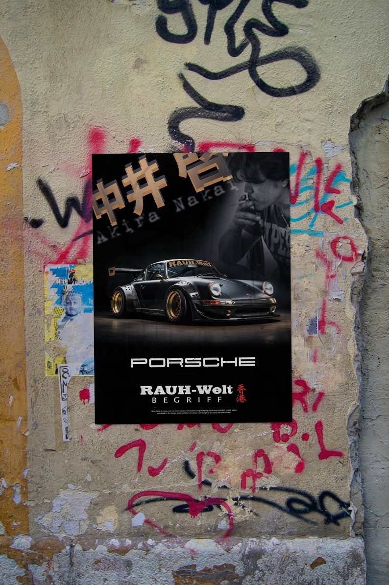 Black Porsche 911 RWB / Rauh-welt BEGRIFF - Poster Wall Art-classic ...