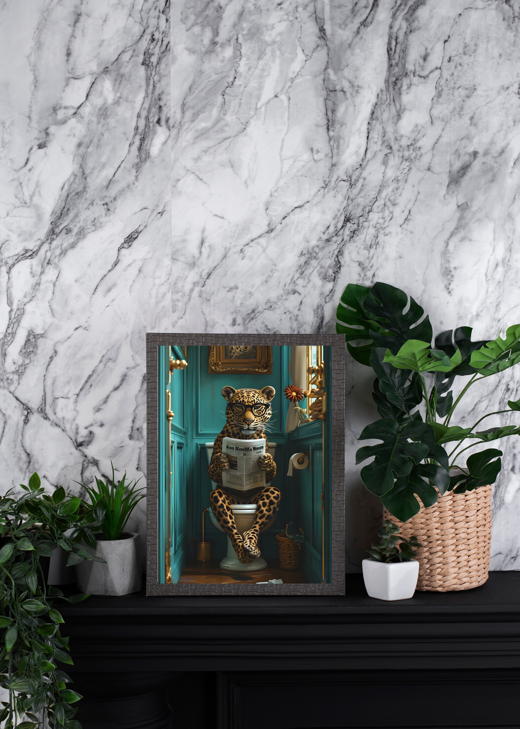 Leopard Print, Funny Bathroom Decor, Leopard in Toilet, Animal in ...