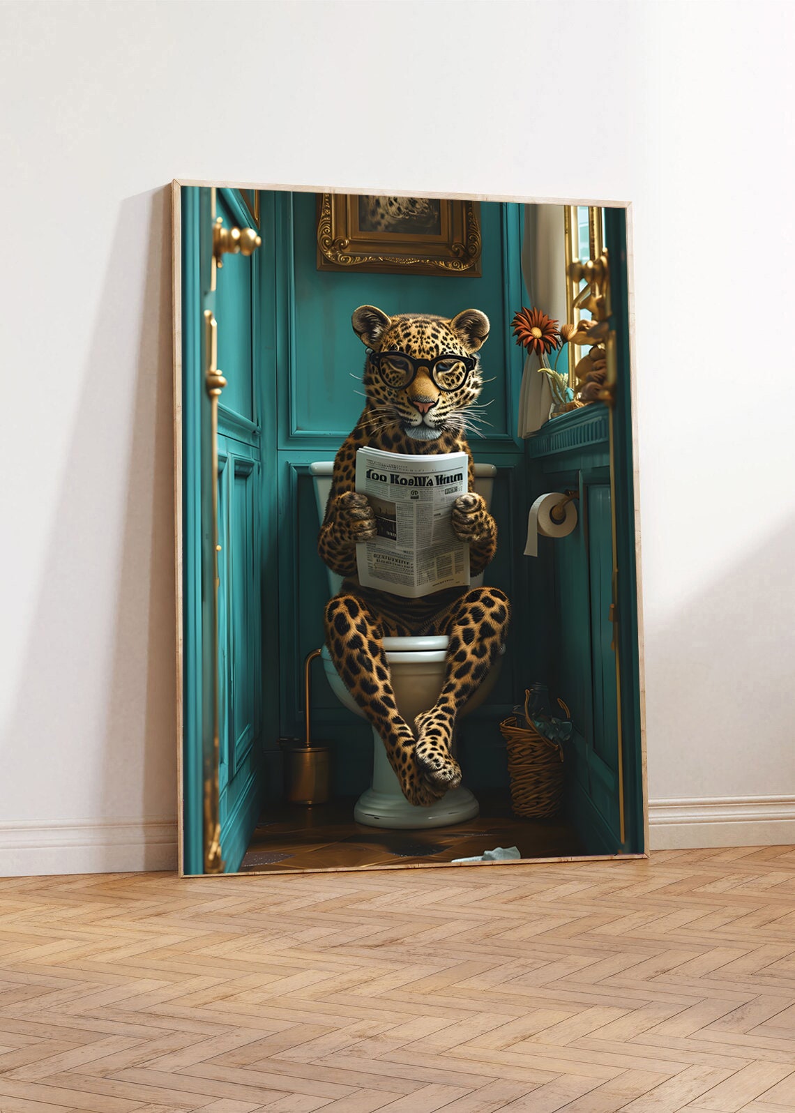 Leopard Print, Funny Bathroom Decor, Leopard in Toilet, Animal in ...