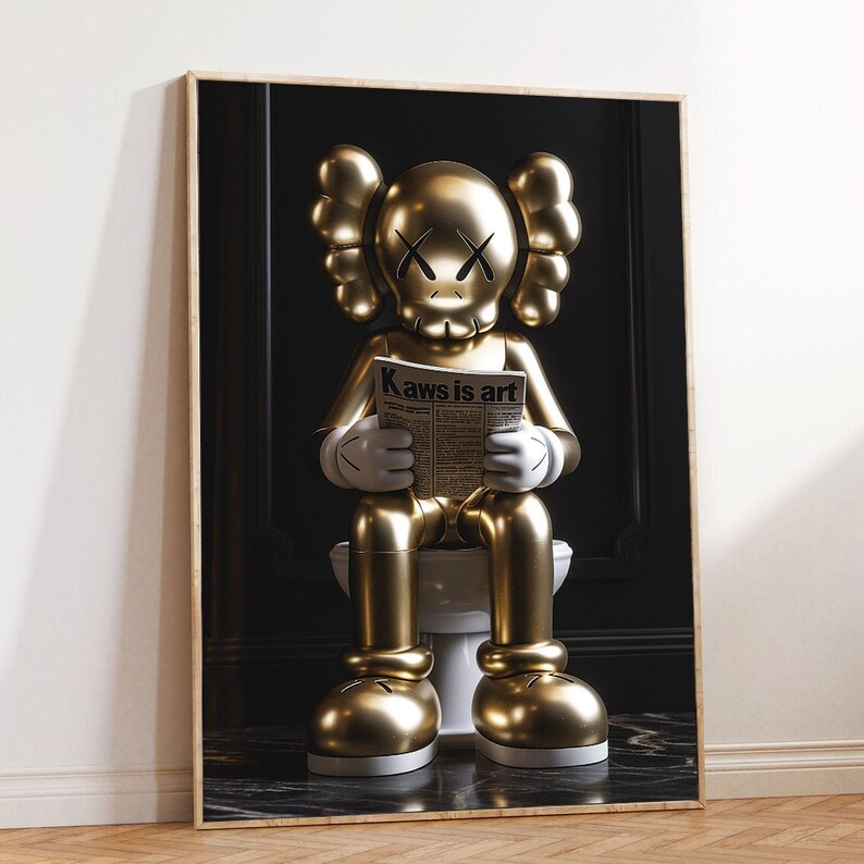 Kaws on the Toilet Gold, Hypebeast Single Poster,printable KAWS ...