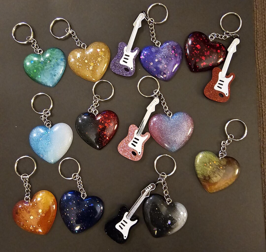 Taylor Swift Inspired Resin Heart Keychains With Guitars Accents. 1 for ...