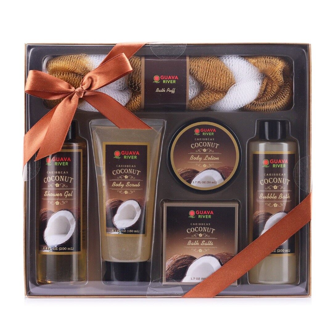 Guava River Spa Gift Set- Shower Gel, Bubble Bath, Body Scrub, Body ...