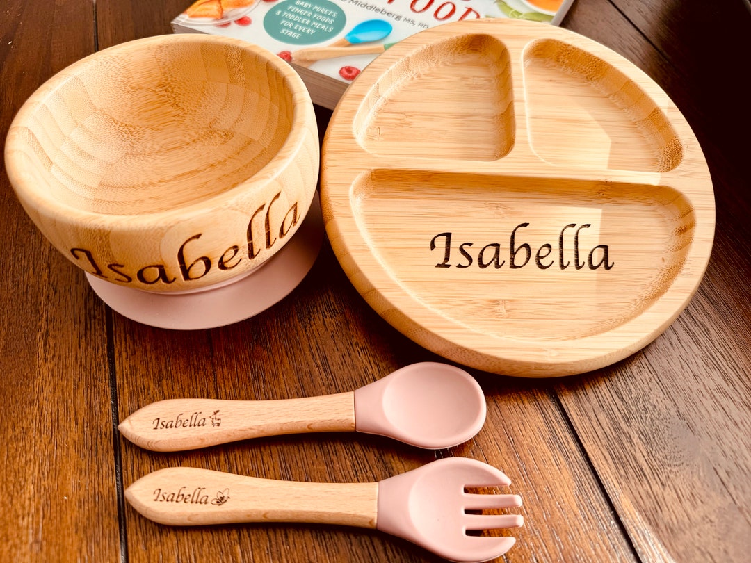 Custom Baby Dining Set Toddler Feeding Name Plate Custom Name Engraved ...