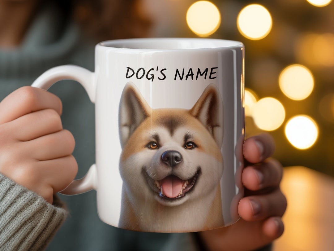 Personalized Dog Mug, Custom Pet Name Akita Inu Coffee Cup, Perfect ...