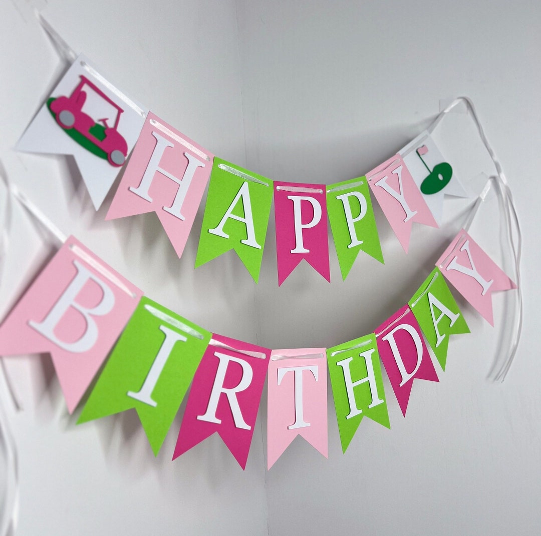 Pink Hole in One Birthday Banner, Girl Golf Birthday Decorations, Golf ...
