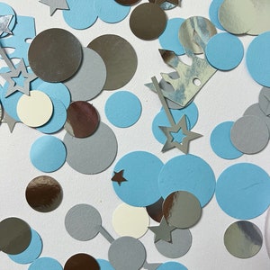 Crown Blue and Silver Confetti, Boy First Birthday, Baby Shower ...
