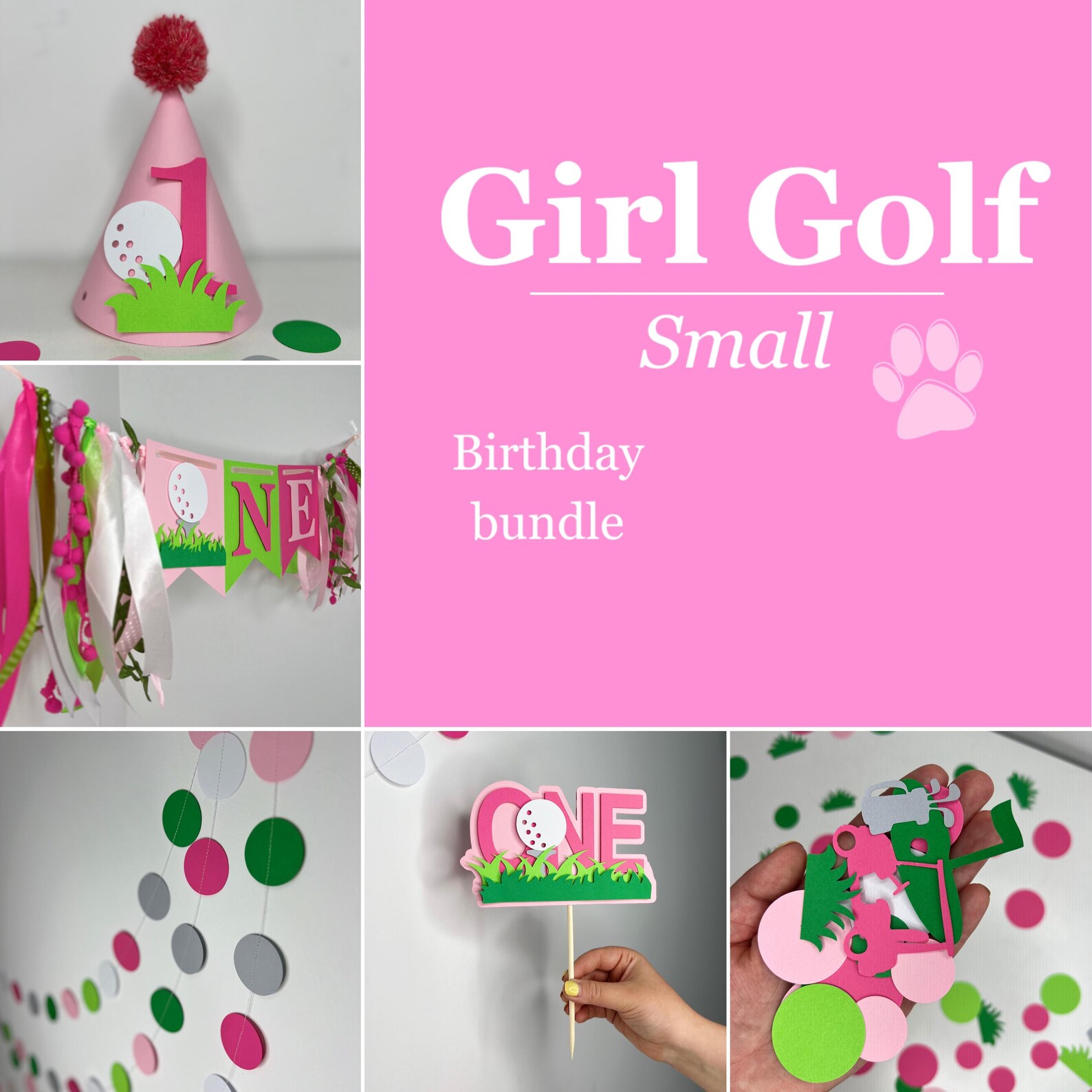 Pink Hole in One First Birthday Decorations, Girl Golf Birthday Party ...