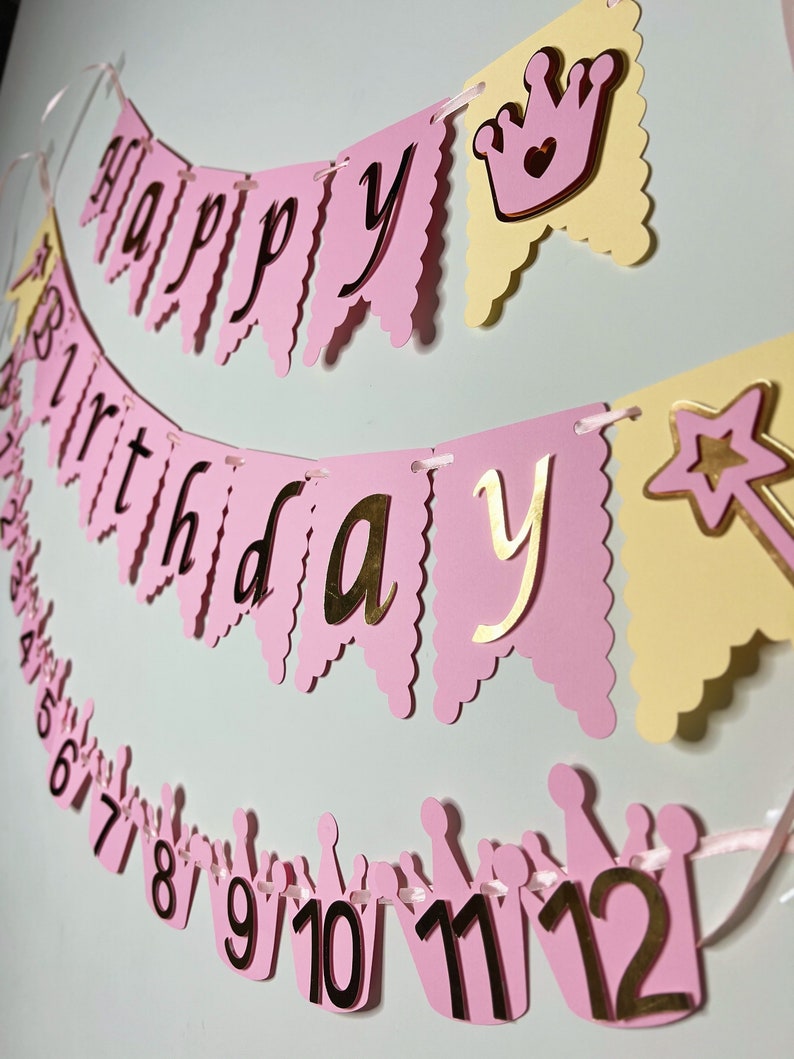 Princess Birthday Decorations. Princess Birthday Banner, Happy Birthday ...