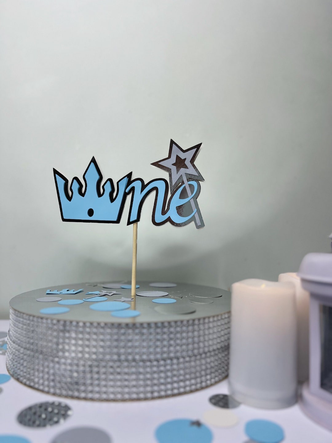 Prince Cake Topper, Crown Cake, Blue and Silver Cake Topper, 3D Cake ...