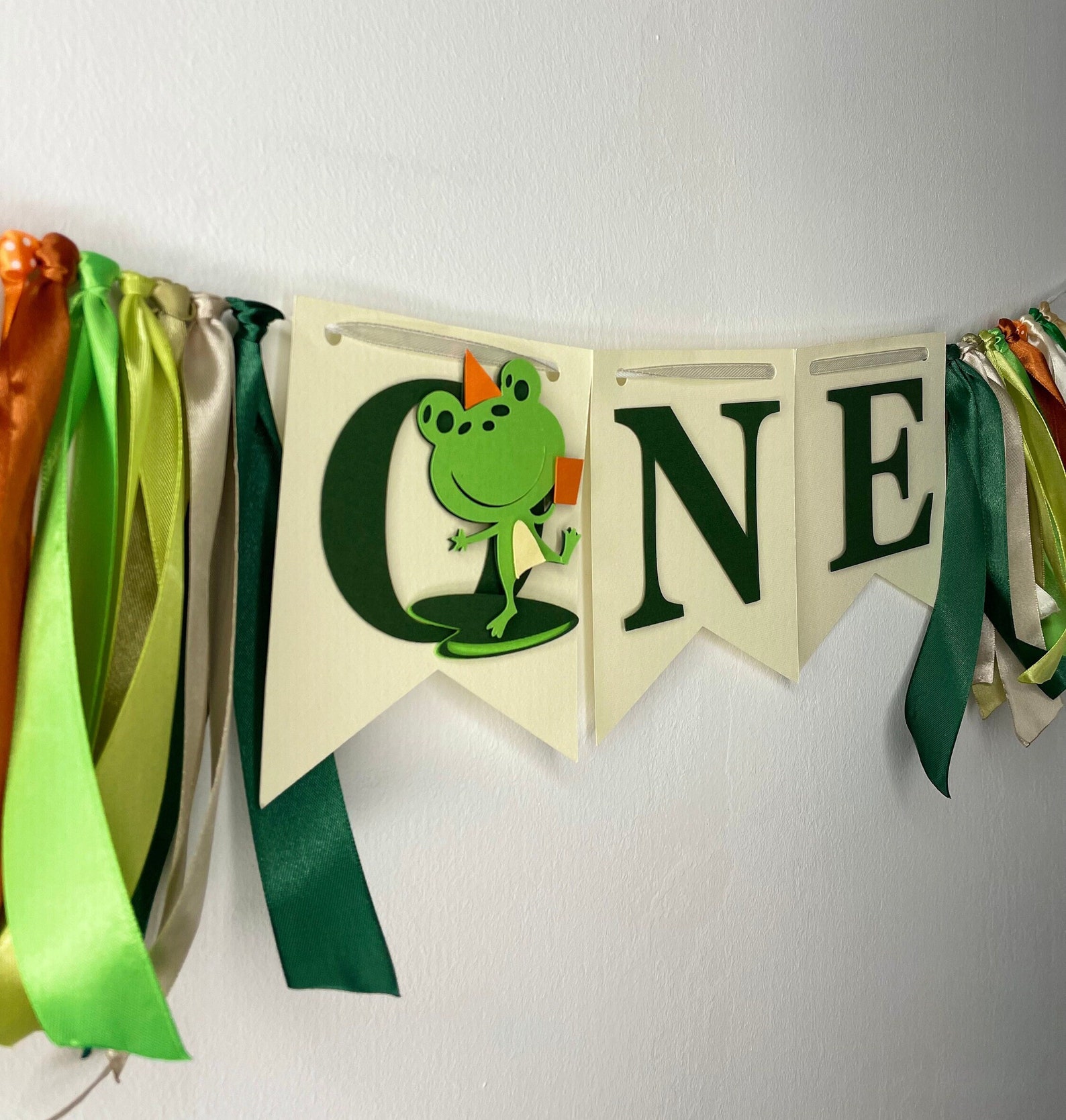 Frog Highchair Banner First Year Down Themed Frog 1st Birthday Party ...