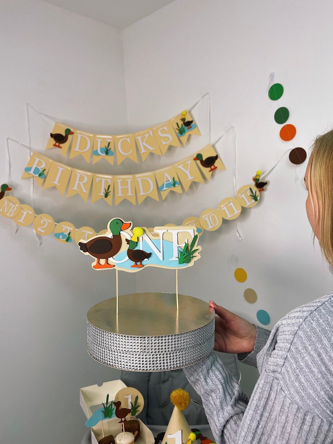 One Duck Cake Topper Baby Duck One Baby Duck First Birthday Mallard ...