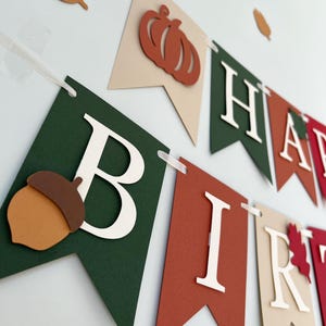 Autumn Birthday Banner, Fall Themed Decorations, Pumpkin and Leaves ...