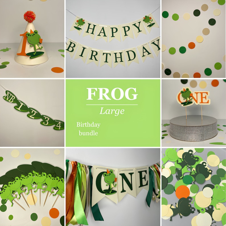 Frog Decorations, One Frog First Birthday, Party Bundle, Frog Green ...