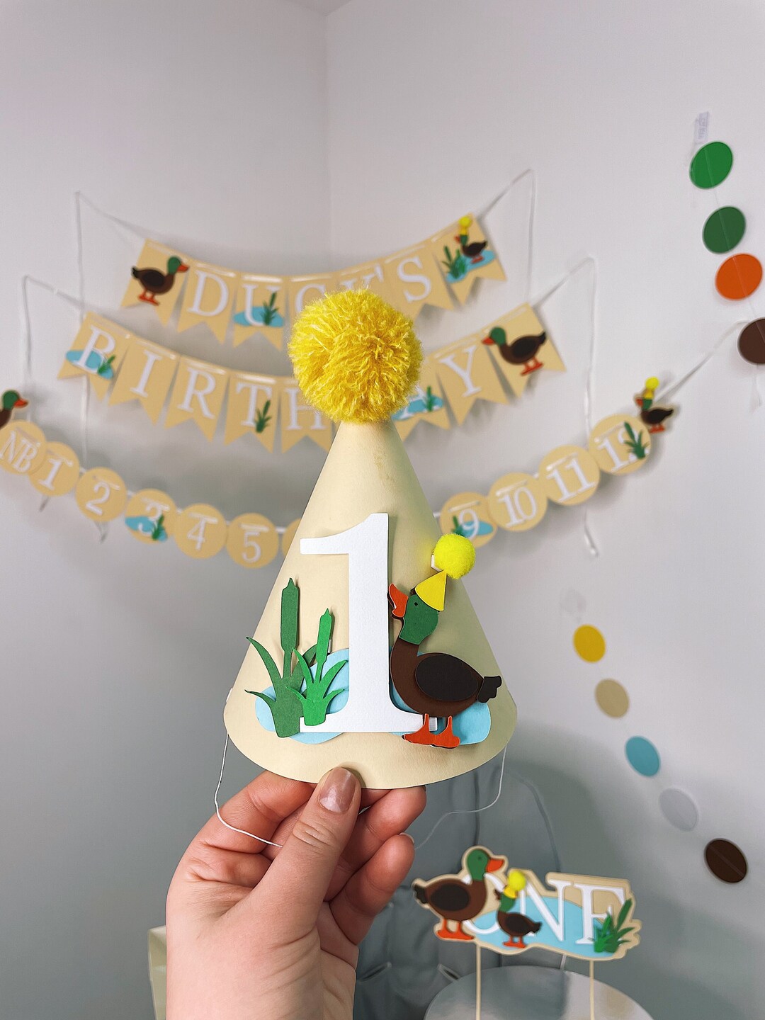 One Duck Party Hat Baby Duck One Baby Duck First Birthday Mallard Duck ...