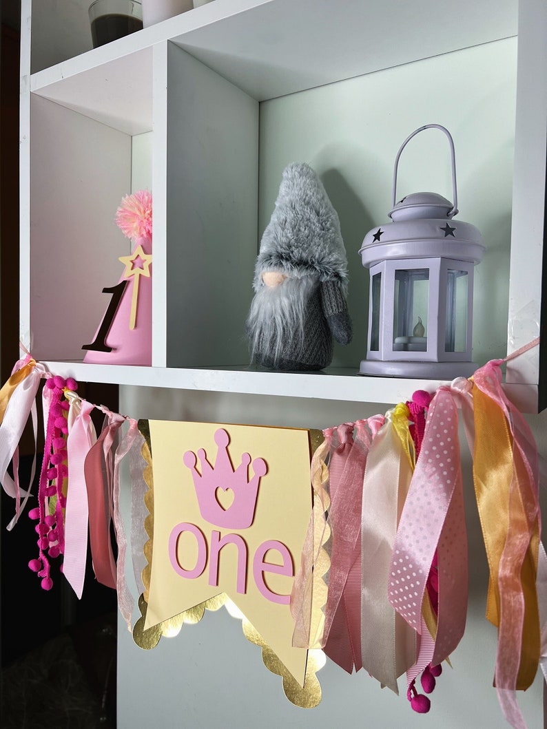 Princess High Chair Banner, Pink Boho 1st Birthday Decorations, Blush ...