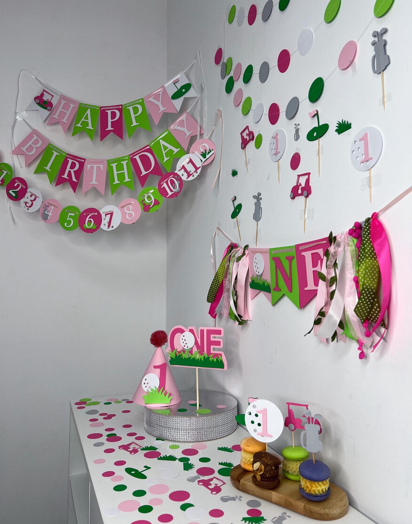 Pink Hole in One First Birthday Decorations, Girl Golf Birthday Party ...