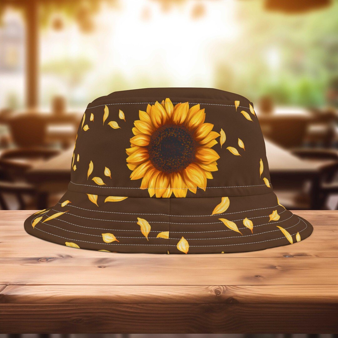 Sunflower Bucket Hat, Protect Your Energy Floral Cap, Summer Sun Hat ...
