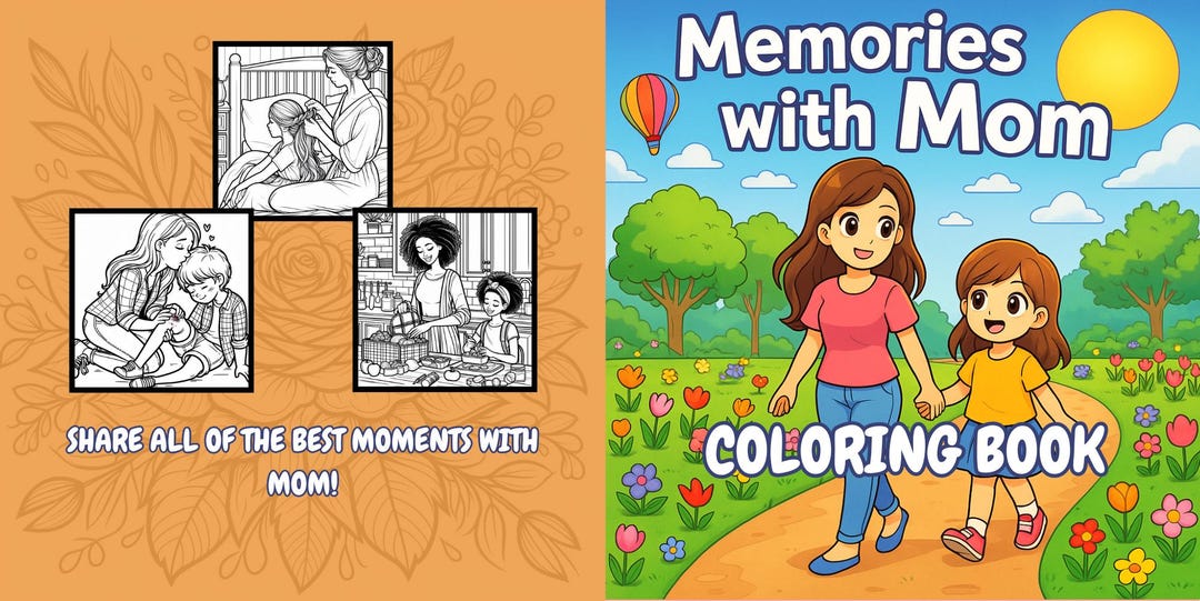 Mother's Day Coloring Book Printable PDF – Memories With Mom – Cute and ...