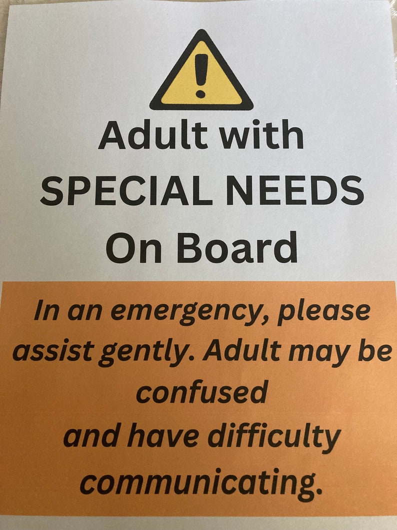 Downloadable Emergency Window Signs for Handicapped Person on Board ...