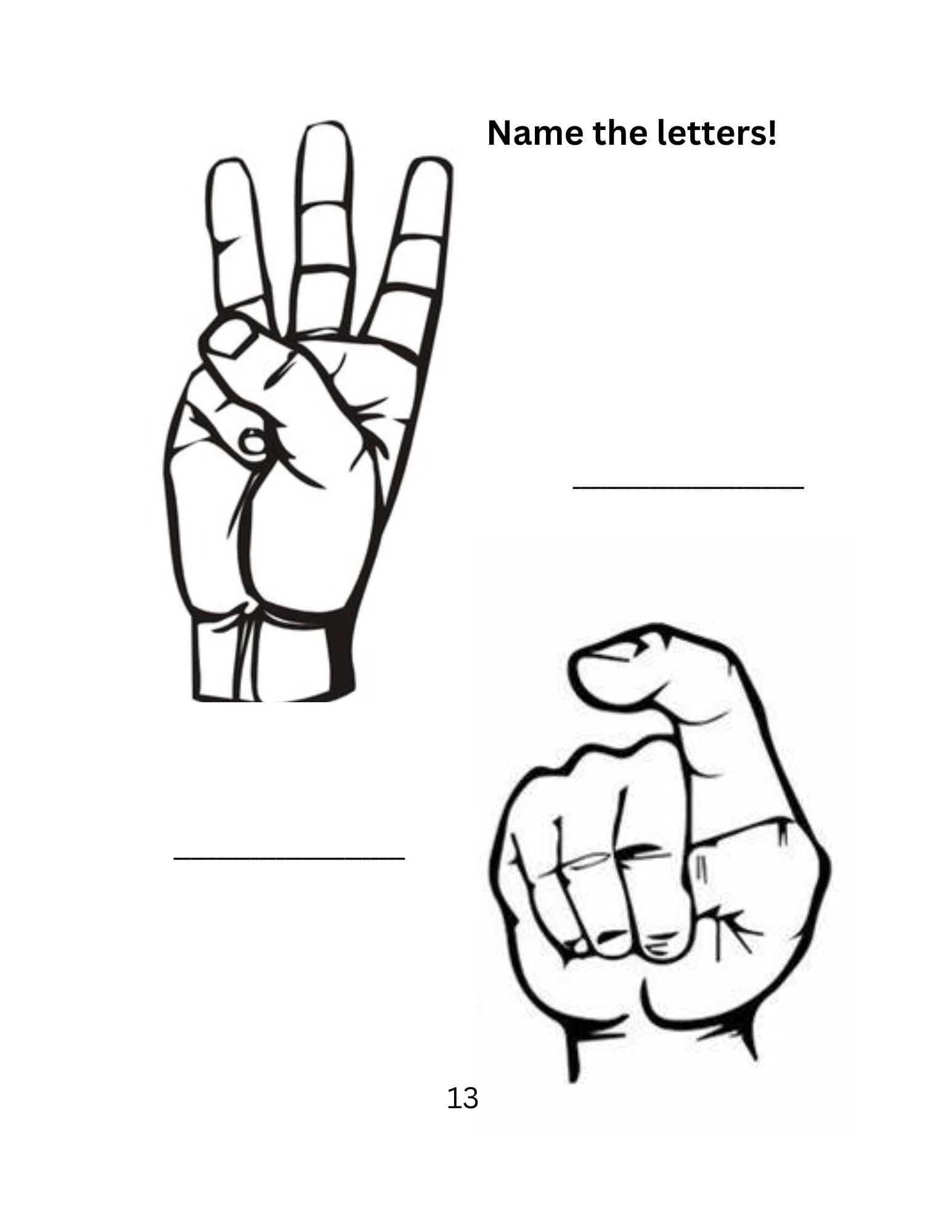 American Sign Language Chart With Worksheets to Identify Letters ...