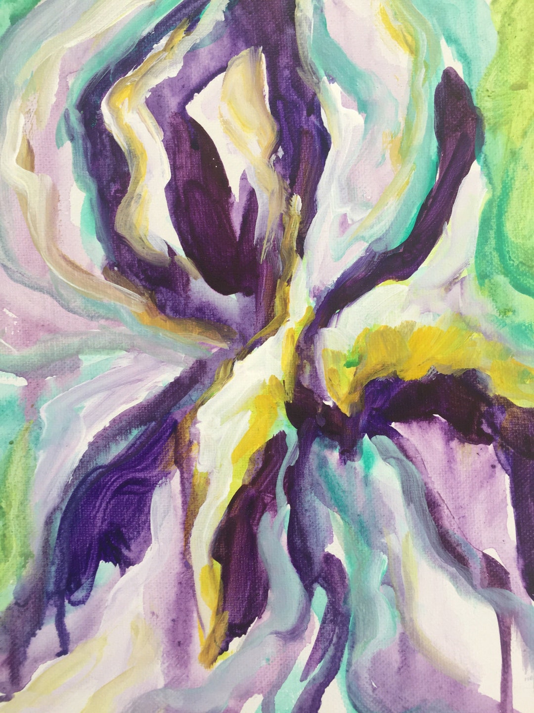 Abstract Floral Painting Flower Art Shabby Chic Home Decor Purple Monet ...