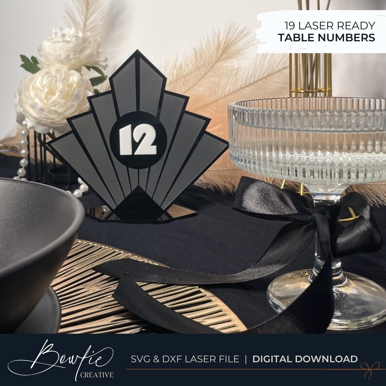 Geometric Fan - Art Deco Table Number | SVG DXF | Wedding Decor ...