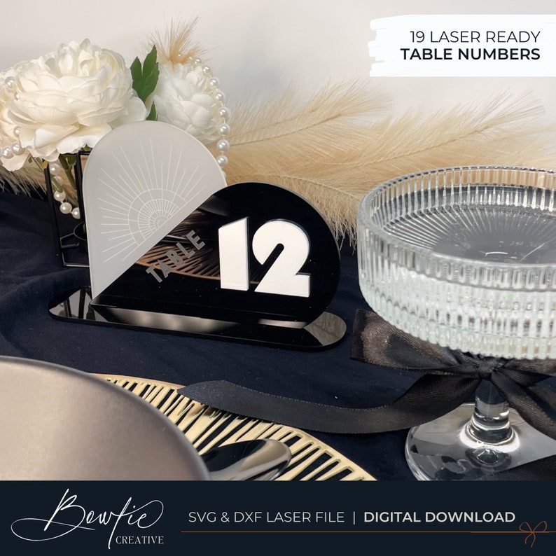 SVG DXF Starburst Art Deco Table Number | Wedding Decor | Acrylic Laser ...