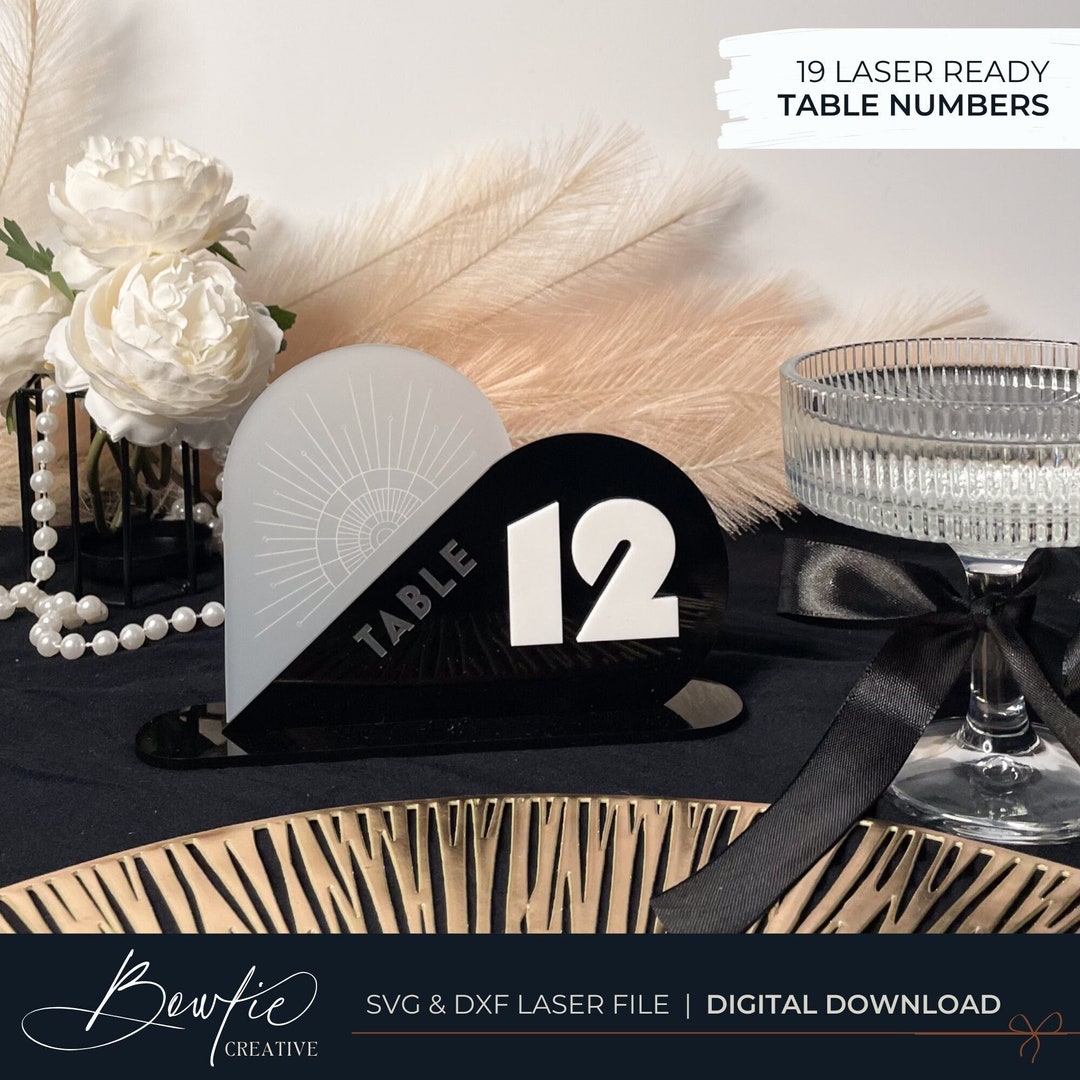 SVG DXF Starburst Art Deco Table Number | Wedding Decor | Acrylic Laser ...