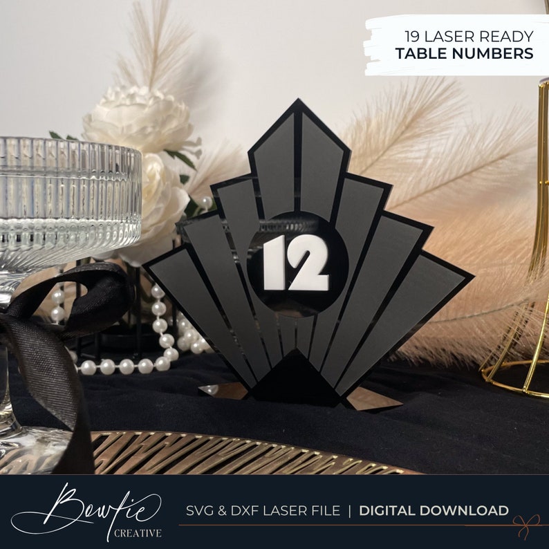 Geometric Fan - Art Deco Table Number | SVG DXF | Wedding Decor ...