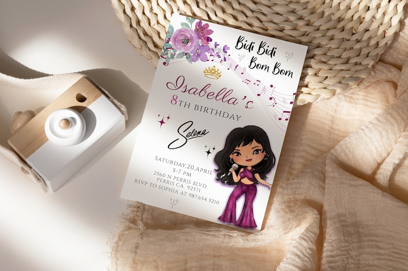 Editable Selena Birthday Invitation Template, Printable Birthday Party ...