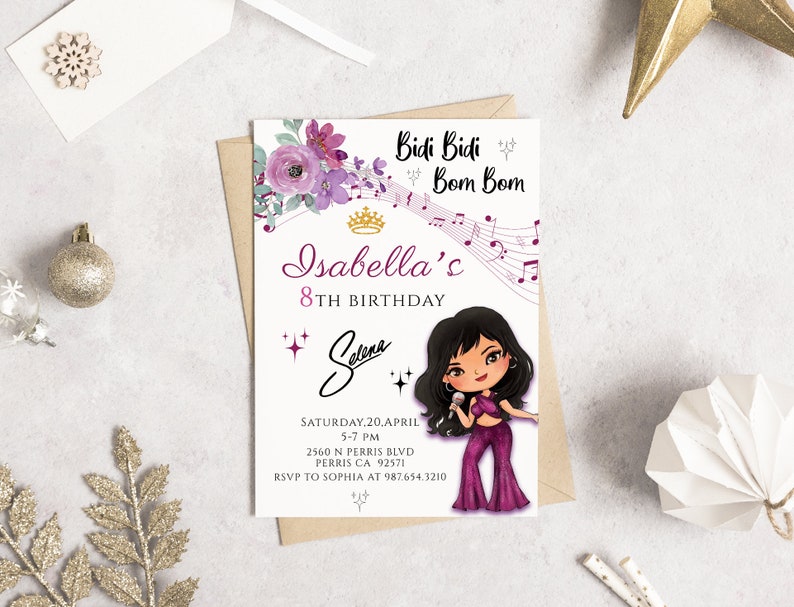 Editable Selena Birthday Invitation Template, Printable Birthday Party ...