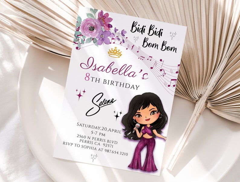 Editable Selena Birthday Invitation Template, Printable Birthday Party ...