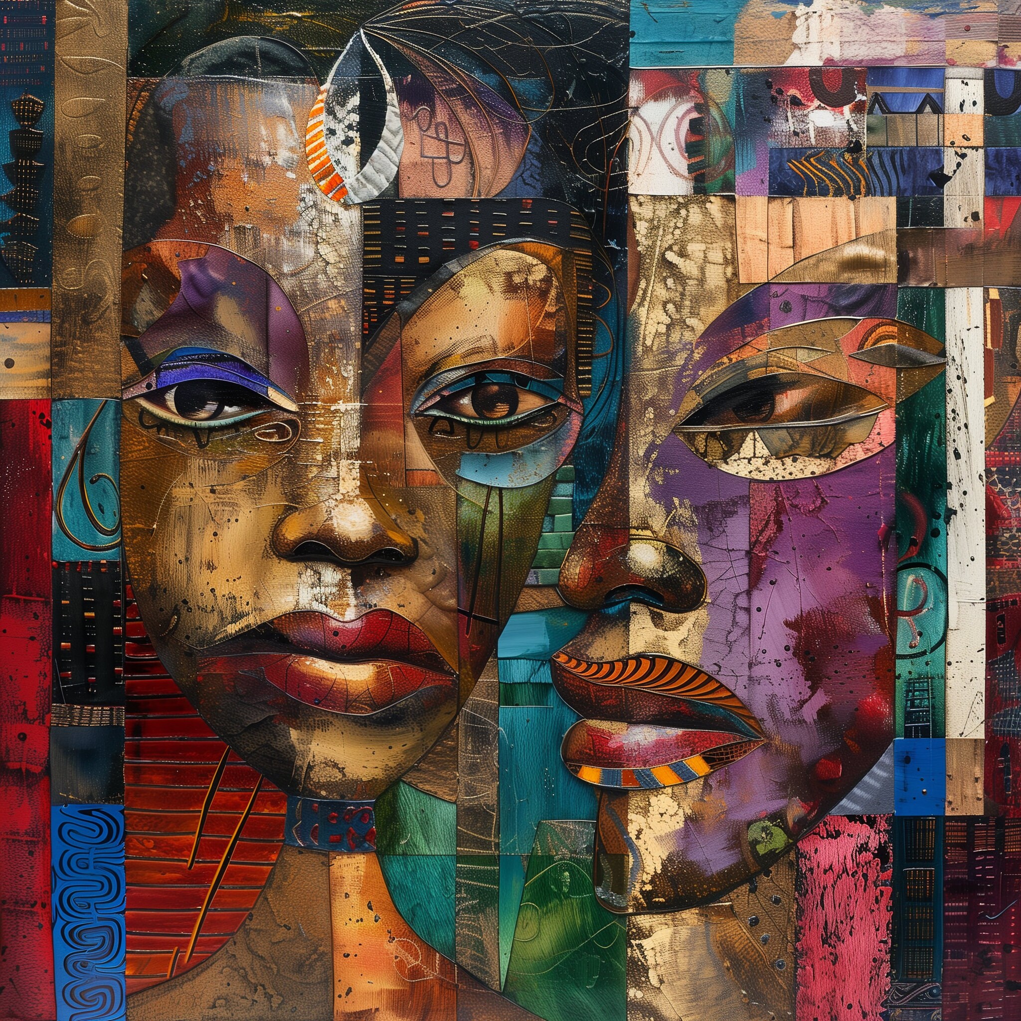 Modern African Art A Symphony of Faces - Etsy