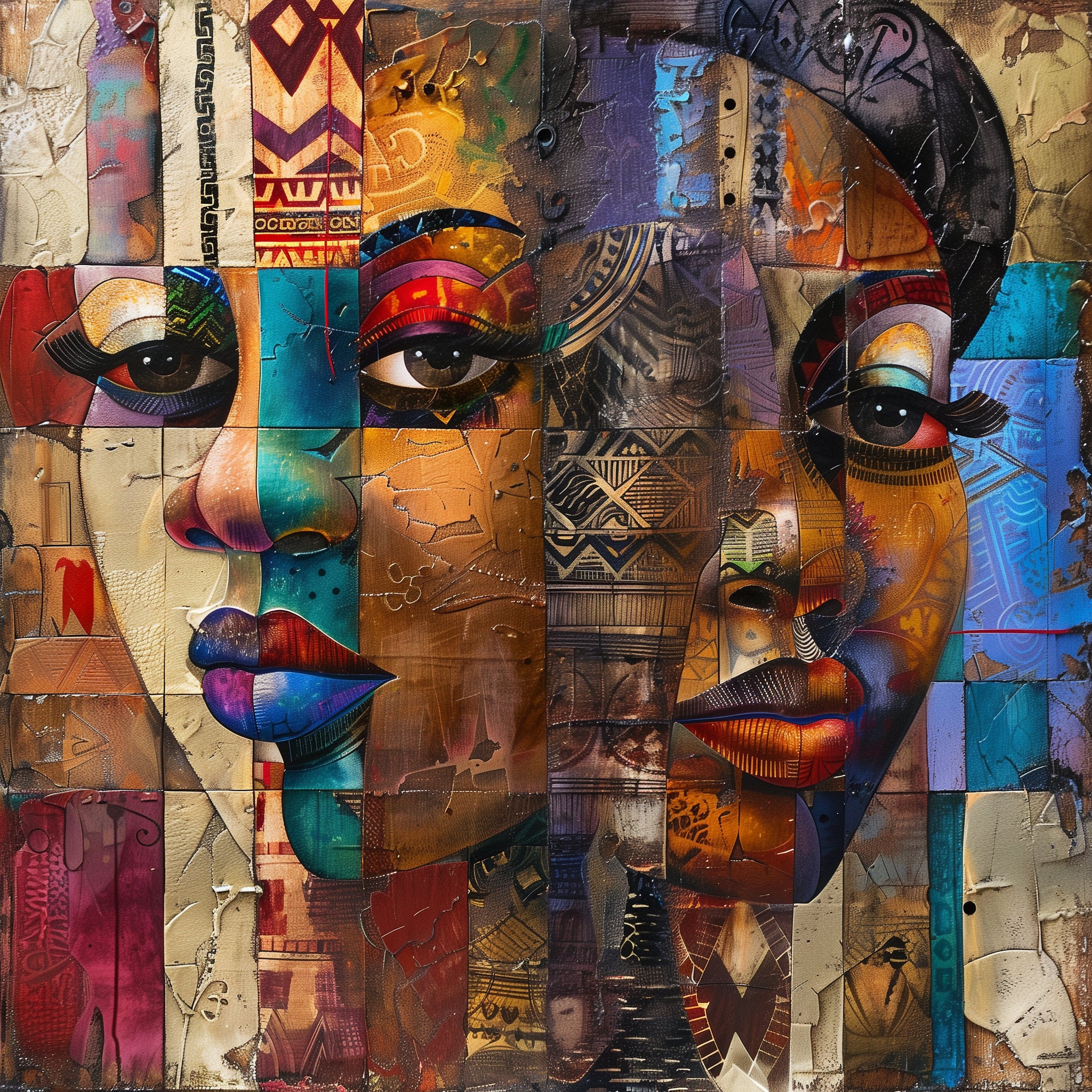 Modern African Art A Symphony of Faces - Etsy