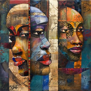 Modern African Art A Symphony of Faces - Etsy