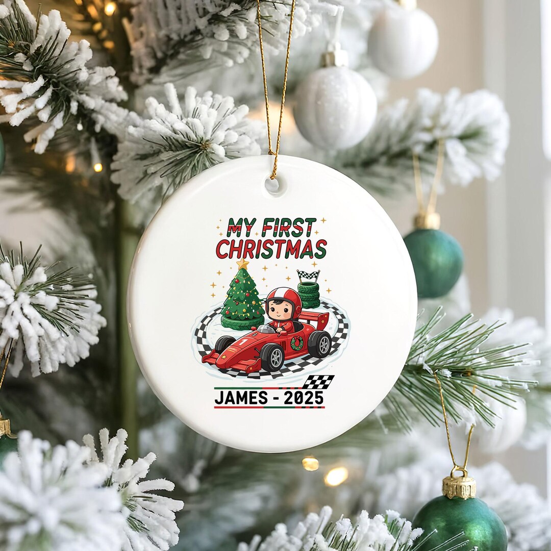 Racing Car Baby Boy Custom First Christmas Ornament - Etsy