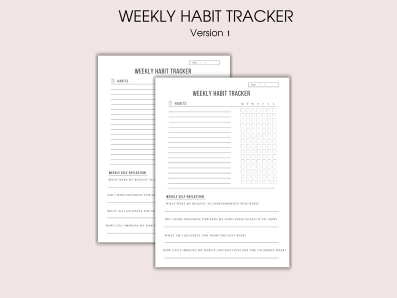 Weekly Habit Tracker Printable , A4 Instant Download Weekly Habit ...