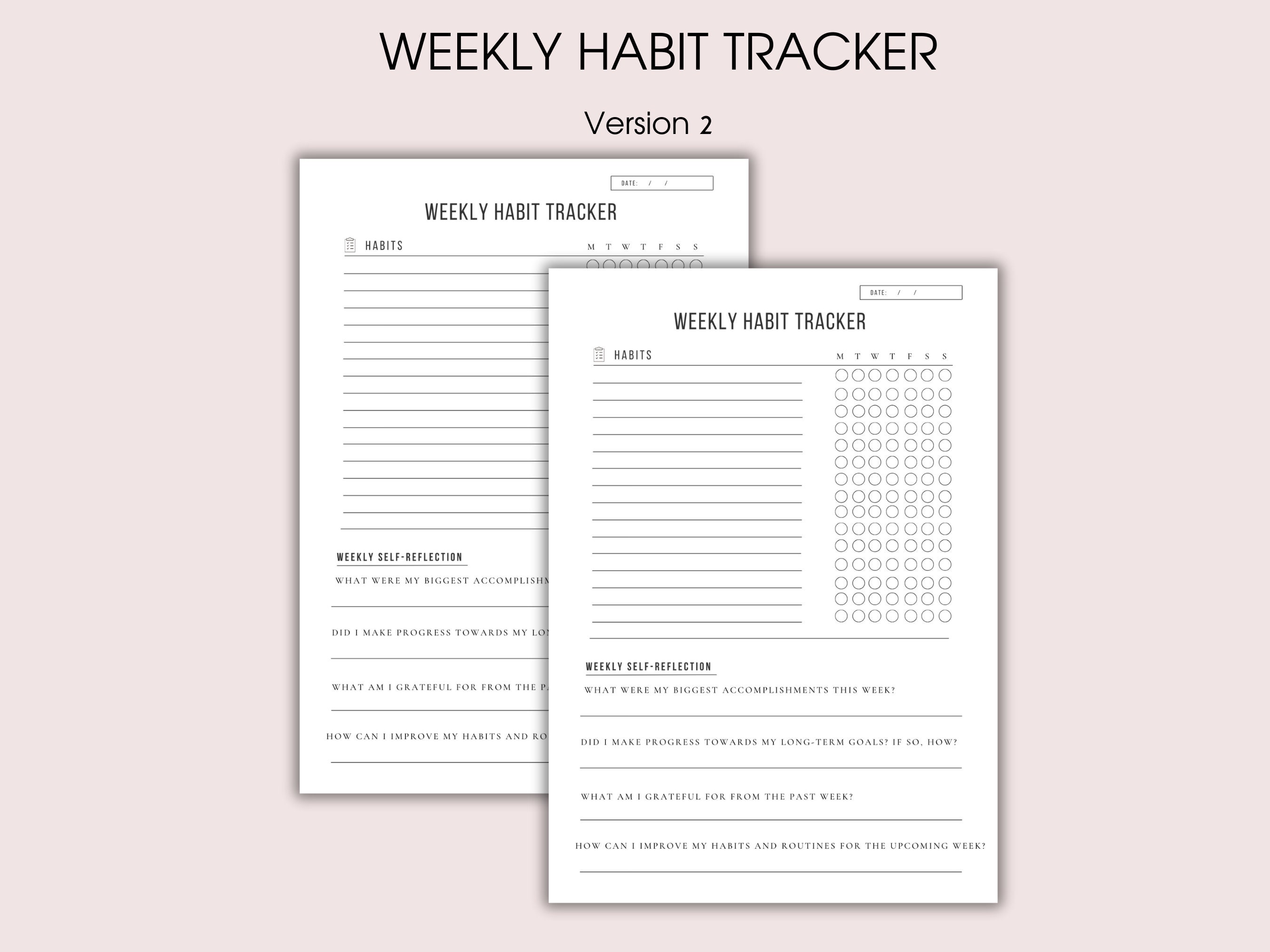 Weekly Habit Tracker Printable , A4 Instant Download Weekly Habit ...