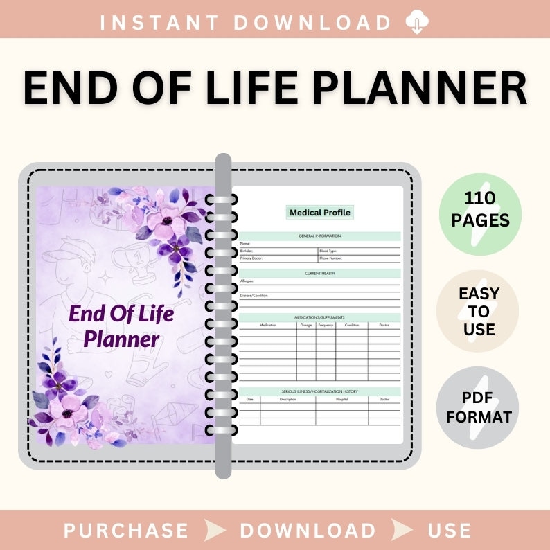 End of Life Binder Digital Journal /printable Template / Digital ...